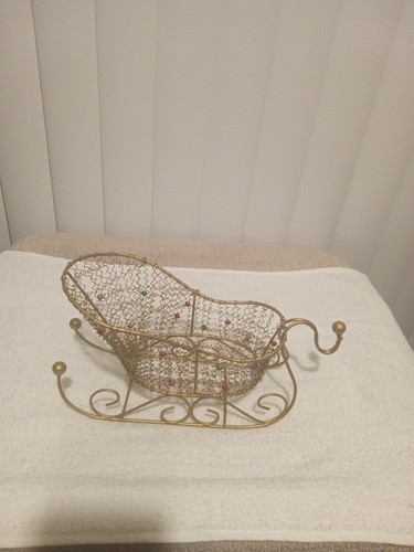 Vintage Holiday Gold Wire Sled | eBay