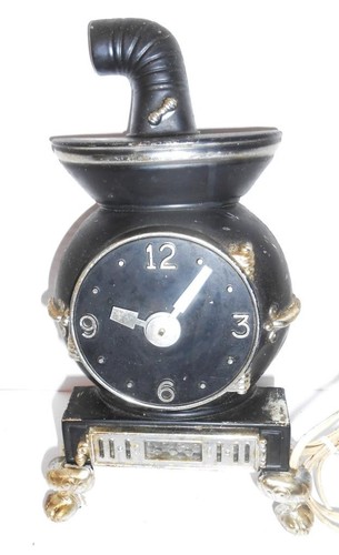 Vintage Mastercrafters Pot Belly Stove Clock w/ Working Light Model 830 ...