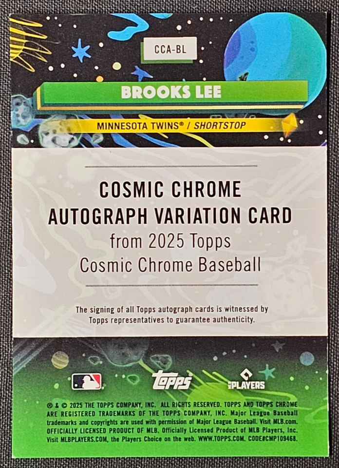 2025 Topps Cosmic Chrome Brooks Lee Gold Interstellar Rookie Autograph ...