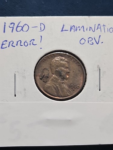1960 D MASSIVE LAMINATION PEEL ERROR Coin Lincoln Memorial Cent Penny ...
