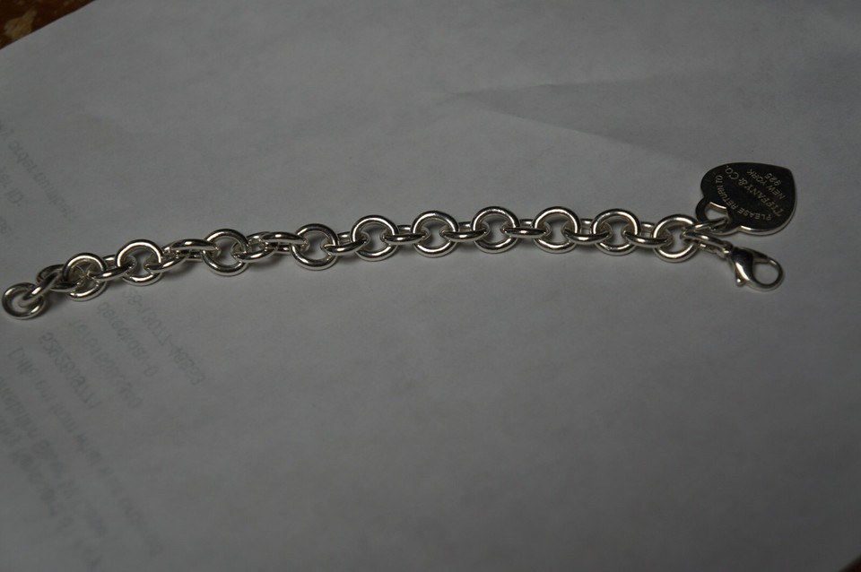 Tiffany & Co Please Return Bracelet Sterling Silver 925 6.5" Heart Tag ...