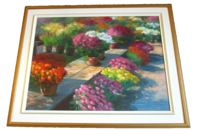CANADIAN ARTIST MONIQUE MARTIN COURCY PAINTING OF CHRYSANTHEMUMS A ...