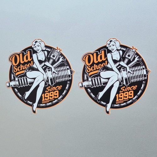 2x Small 1999 Old School Pinup Girl Mechanic Vinyl Sticker Decal ...