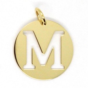 18K YELLOW GOLD LUSTER ROUND MEDAL WITH LETTER M MADE IN ITALY DIAMETER ...
