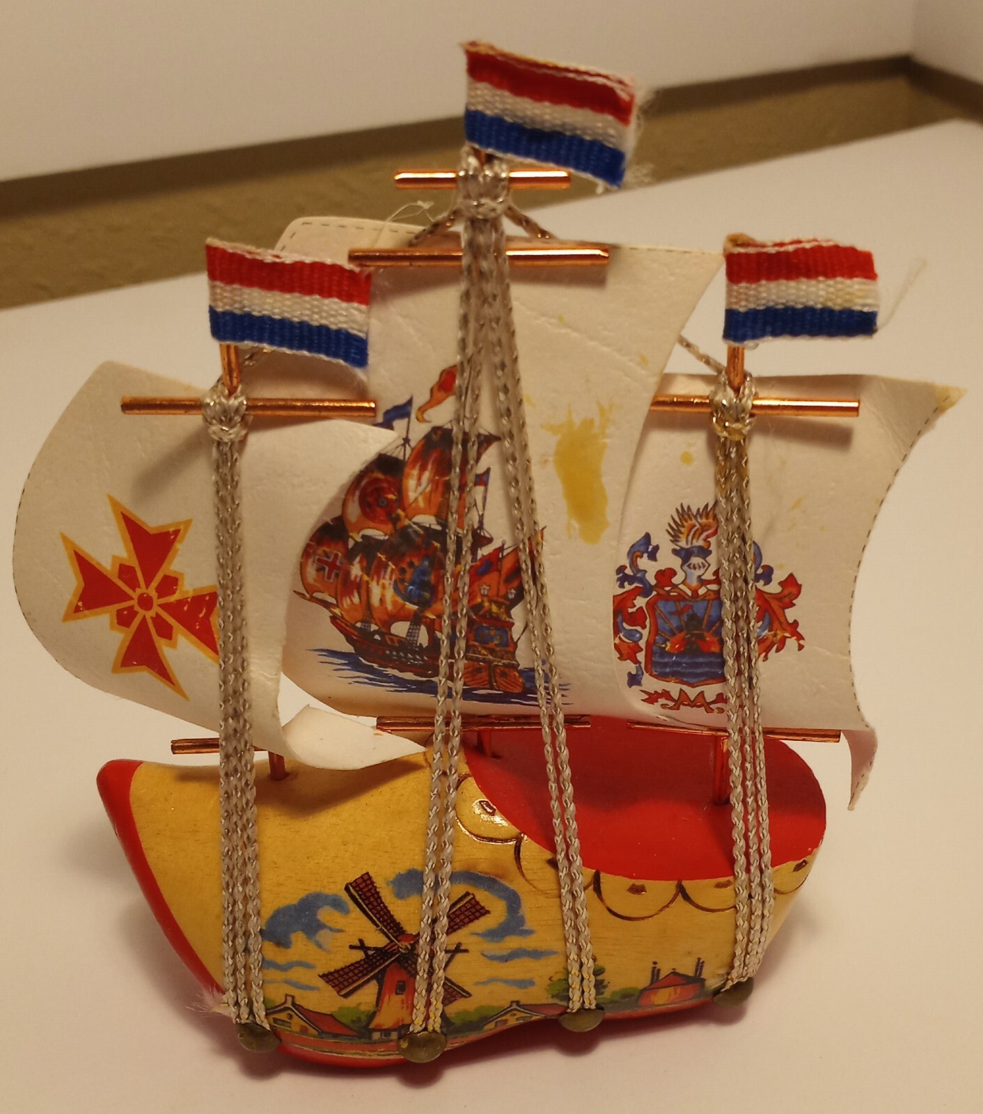 VINTAGE HOLLAND DUTCH WOODEN CLOG SHOE SAIL BOAT TRAV… - Gem