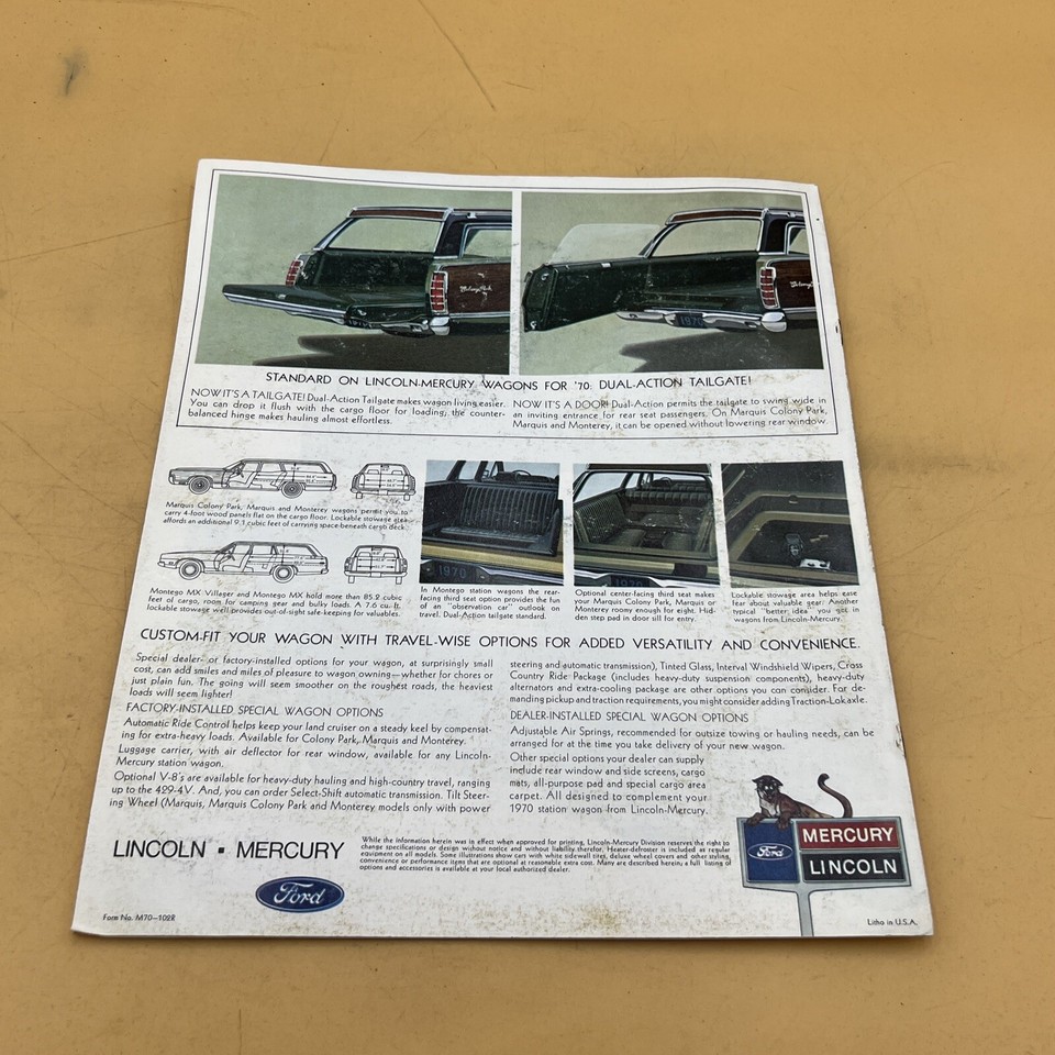1970 Mercury Marquis Montego Monterey Station Wagon Car Sales Brochure ...