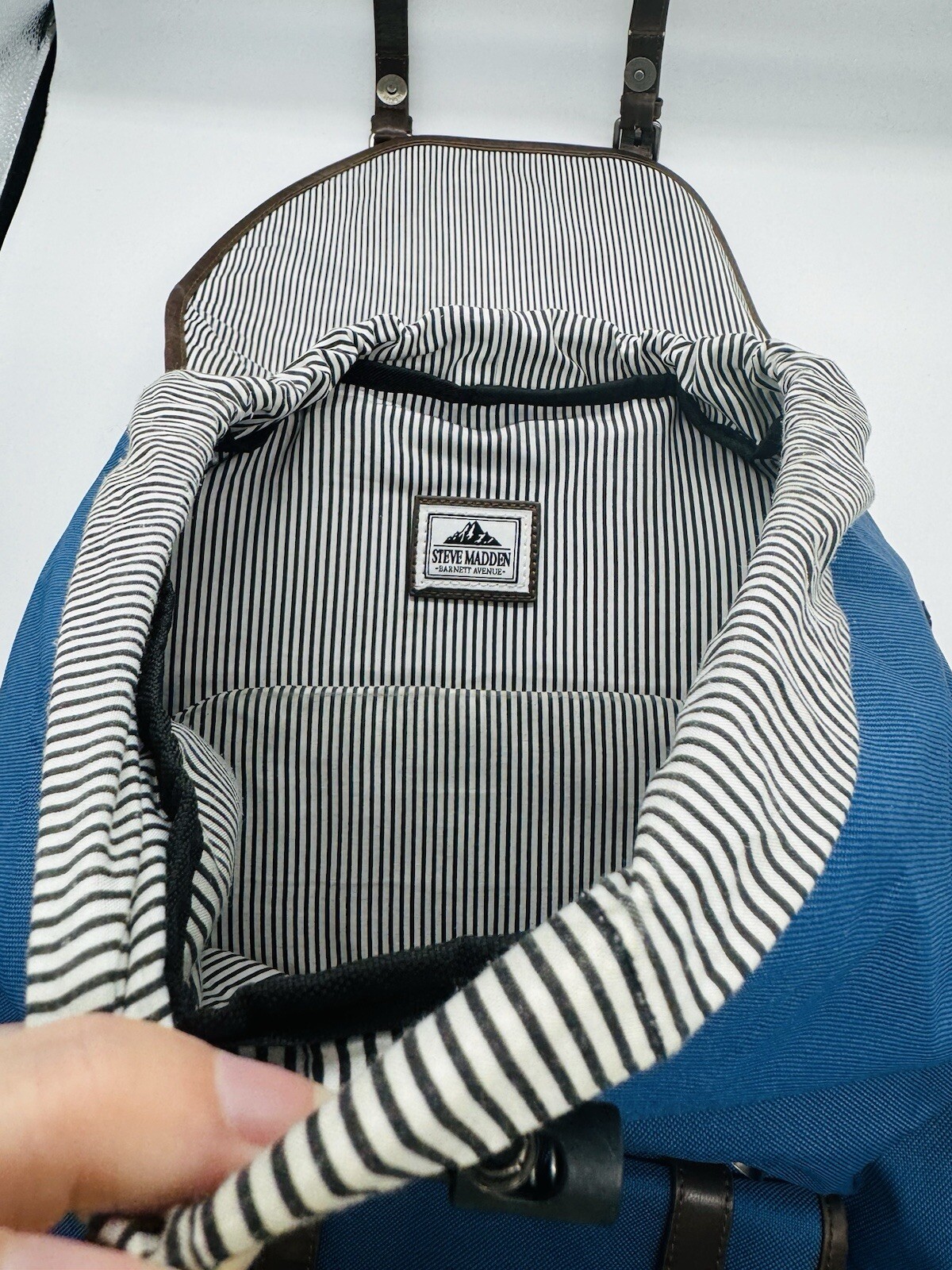 Steve Madden Barnett Avenue Blue With Leather Trim Backpack Bag ...