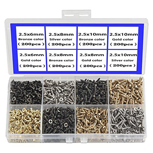 1600pcs 2.5mm Small Screws Phillips Flat Head Cross Self Tapping Tiny ...