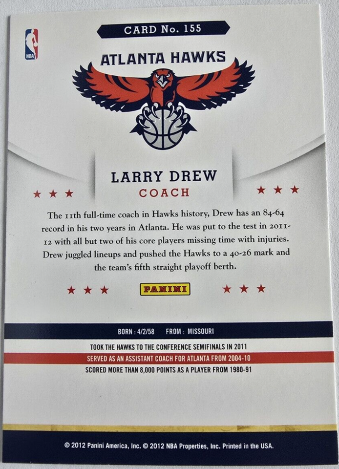 Larry Drew, 2012-13 NBA Hoops, Atlanta Hawks, Coach, Card # 155 | eBay