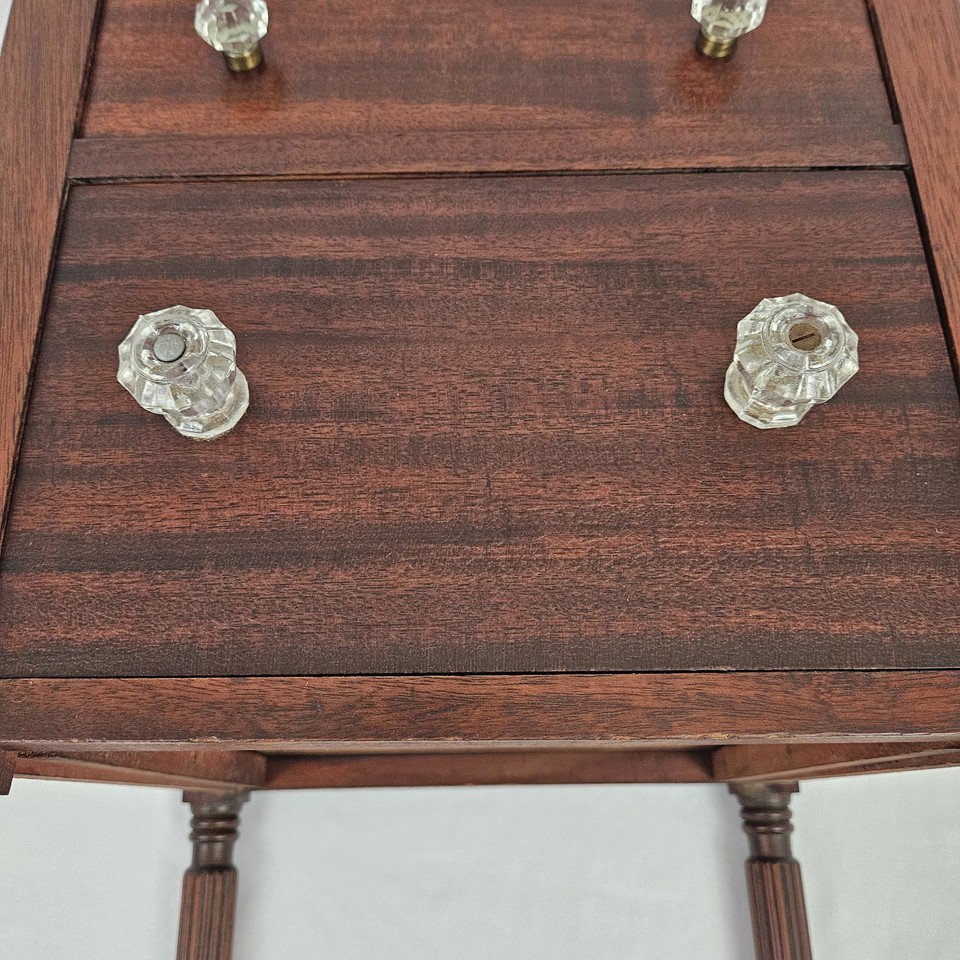 Antique Sewing Cabinet Work Table 3 Drawer Flame Mahogany American ...