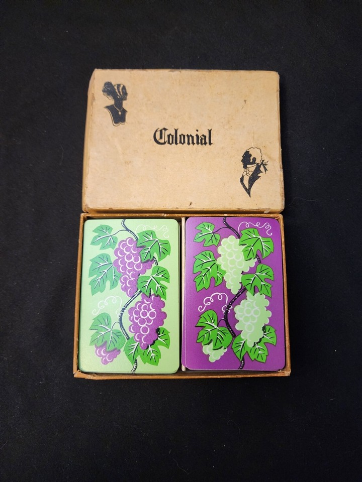 Vintage Double Set Colonial Playing Cards in Box 1960s Grapes B3 | eBay