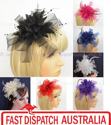 Spring Race Party Melbourne Cup Feather Fascinator Hair Headband or ...