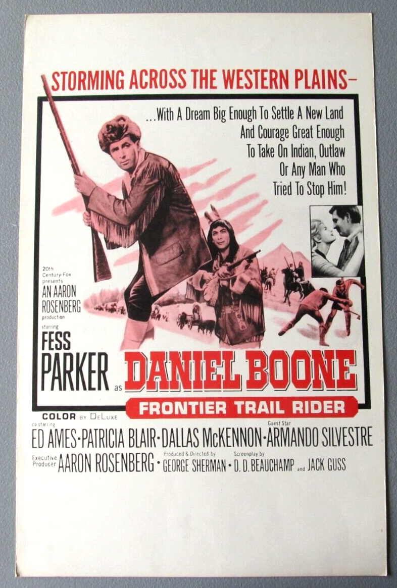 DANIEL BOONE FRONTIER TRAIL RIDER ORIGINAL ROLLED 14X22 WINDOW CARD ...