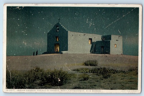 1920 Albuquerque New Mexico NM Postcard Indian Church Pueblo Sandia ...