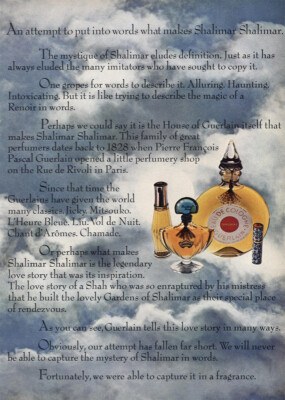 1972 Guerlain: What Makes Shalimar Shalimar Vintage Print Ad | eBay
