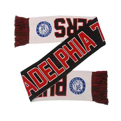 NBA Philadelphia 76ers Reversible Wordmark Scarf Black & White 64" by 7 ...