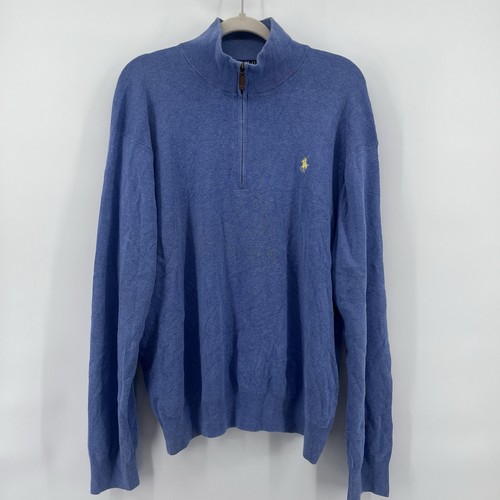 Polo Ralph Lauren Estate Quarter Zip Men’s Size XL Blue Preppy Classic ...