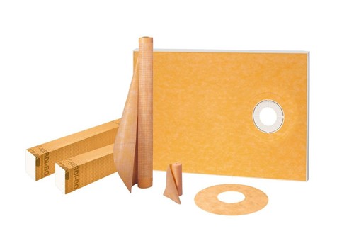 Kerdi Shower Kit with Shower Tray, Curb, Waterproofing Membrane, Strips ...