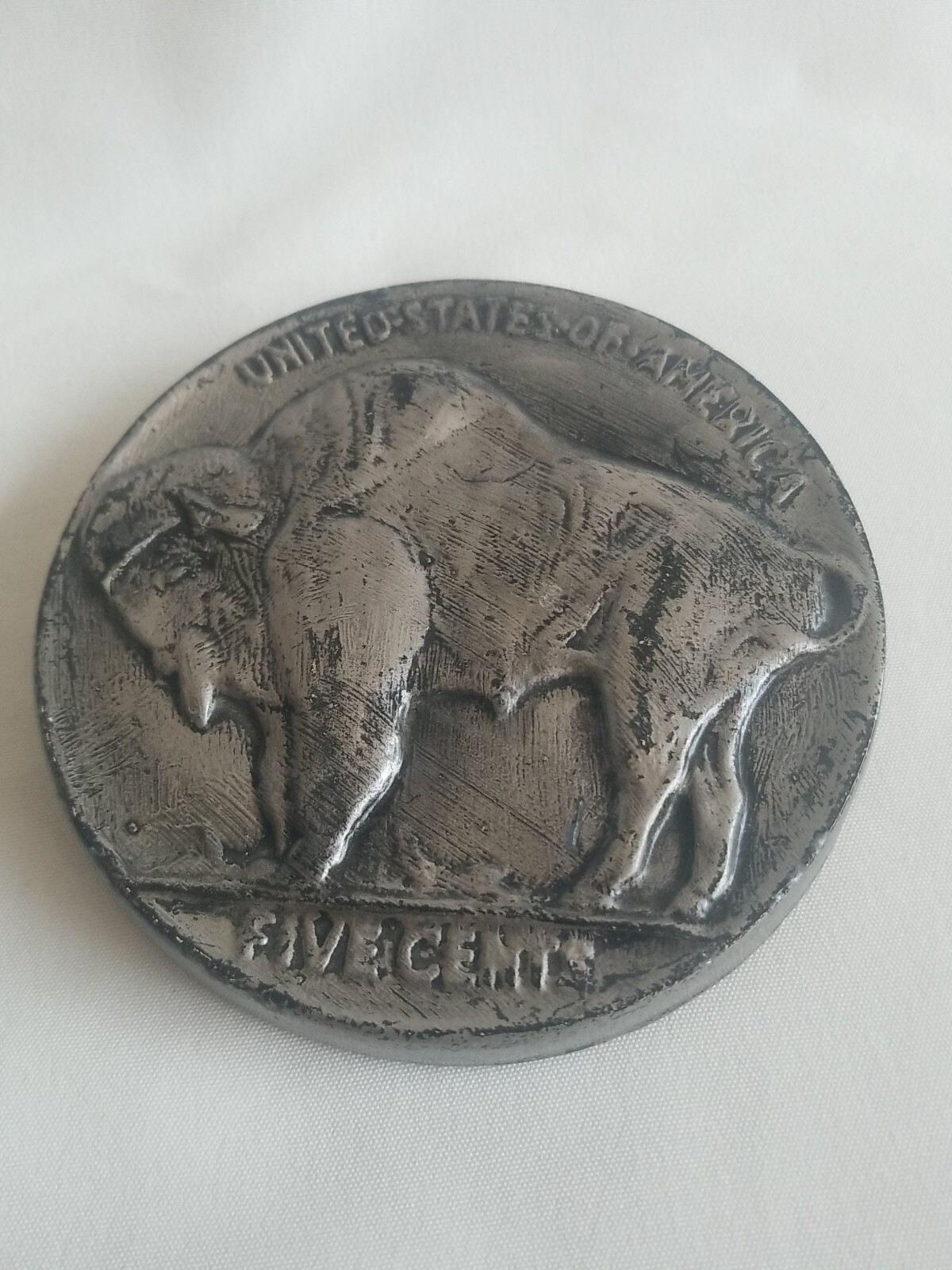 Vtg Buffalo Nickle Wall Hanging Approximately 5.25" Plaster Parish Hand ...