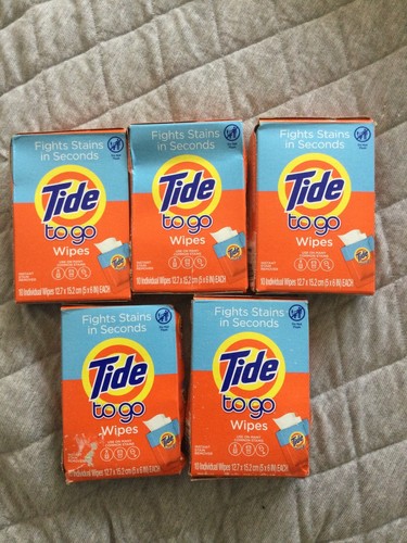 5 packs of Tide To Go Wipes 10 Individual Wipes Per Box Easy Travel ...