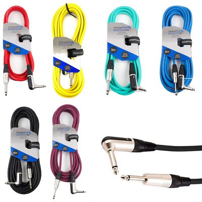 Jack Guitar Lead 6.35mm 1/4" Mono Jack to Angled Jack Instrument Cable ...