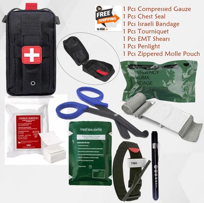 Emergency IFAK Tactical Trauma Kit Military Combat First Aid Responser ...