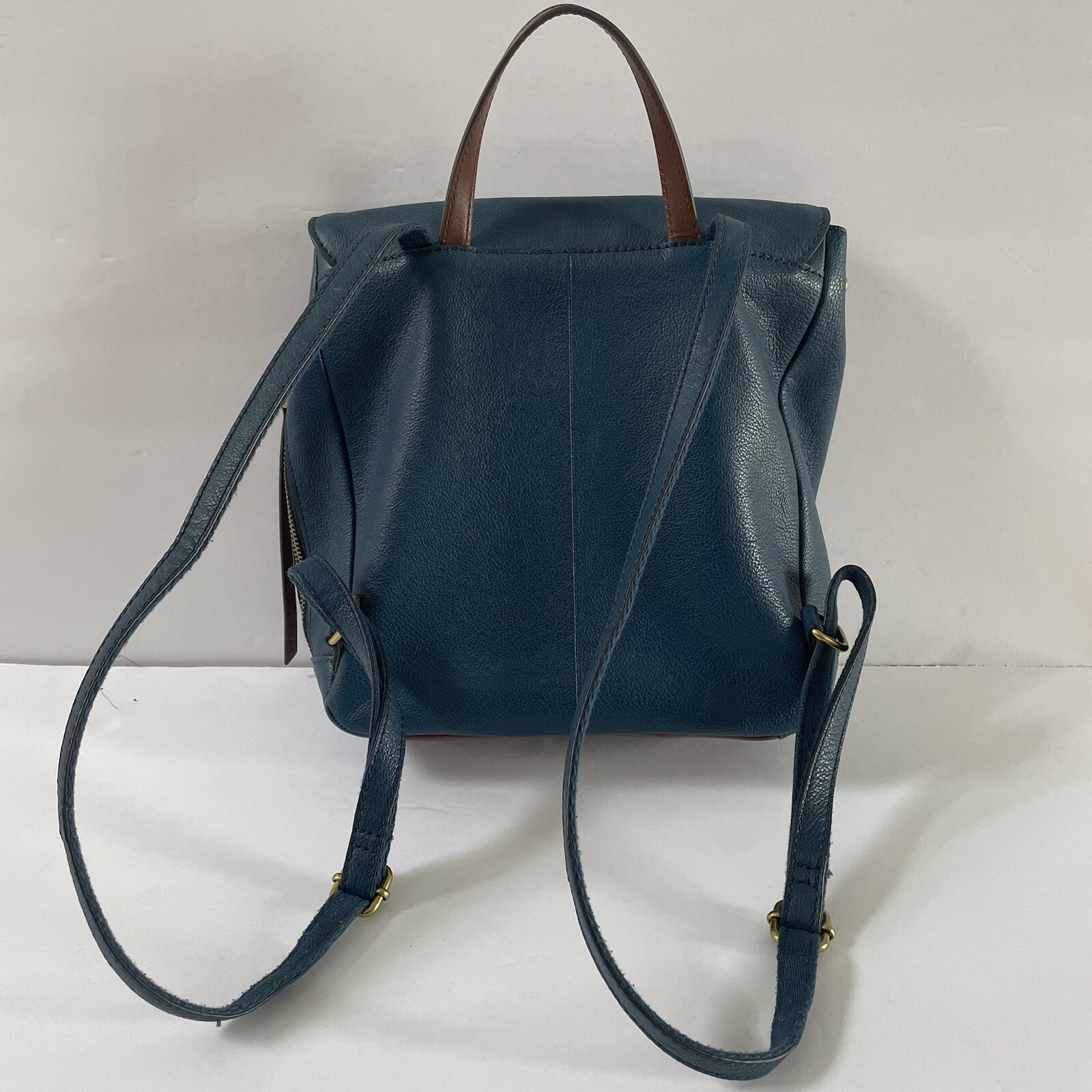 Fossil Claire Leather Backpack Navy Blue Preowned | eBay