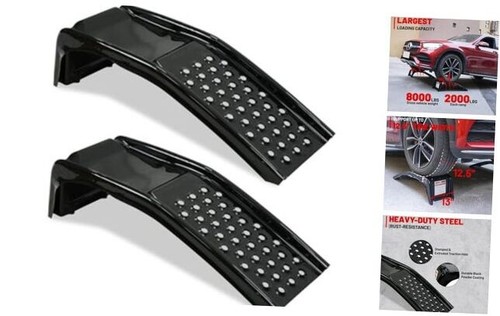 4 Ton 8000 LBS Solid Steel Car Ramp Set, Steel Auto Ramps+8000LBS+35 ...