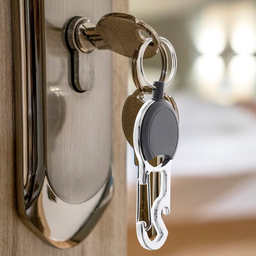 2 Pack Key Hanger Retractable Card Holder Carabiner Clip Heavy Duty ...