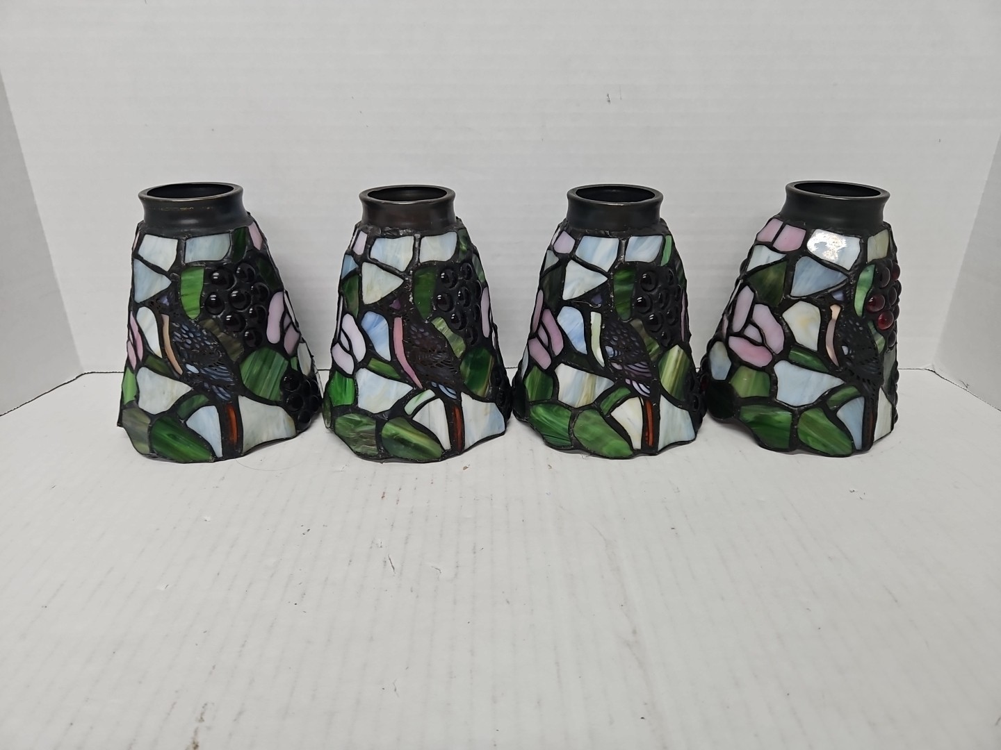 Vintage Stained Glass Cardinal Bird Light Fixture Pendant Lamp Shades ...