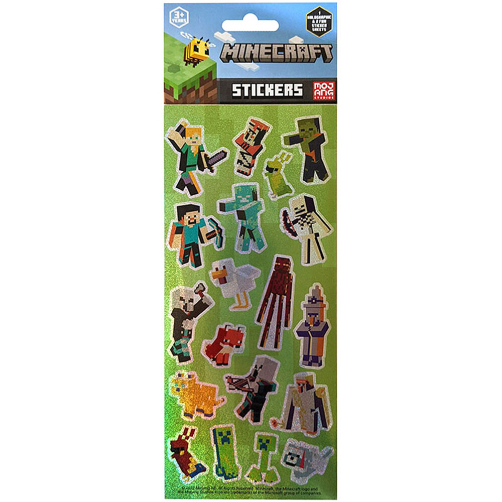 6x 3PK Minecraft Kids/Children Hologram & Fun Sticker Sheets Scrapbook ...