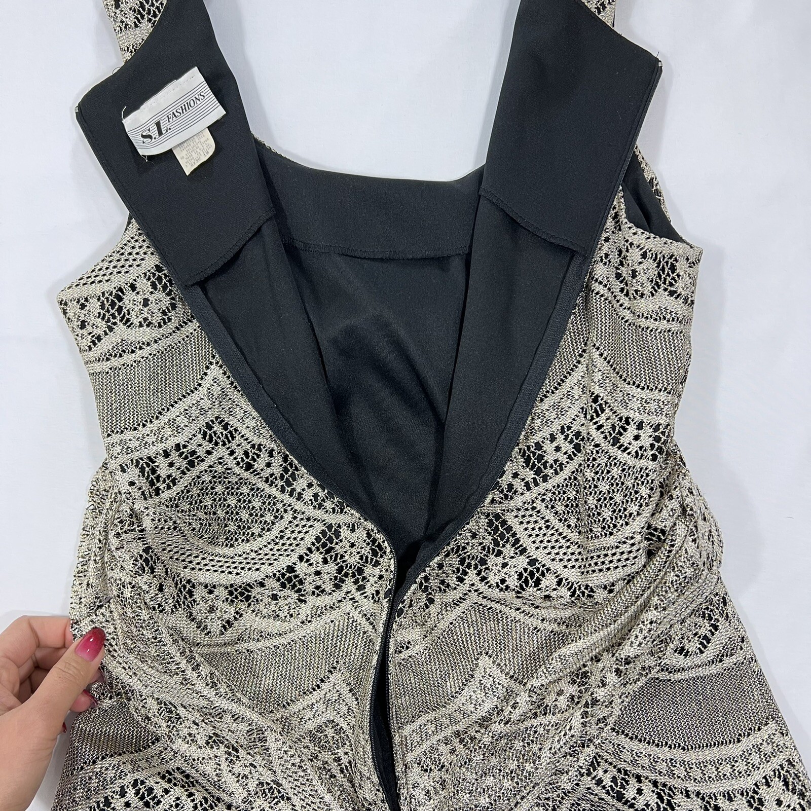 S.L. Fashions Formal Maxi Vintage Slit Back Hem Lace … - Gem