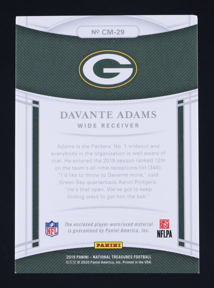 2019 Panini National Treasures #CM-29 Davante Adams Colossal Materials ...