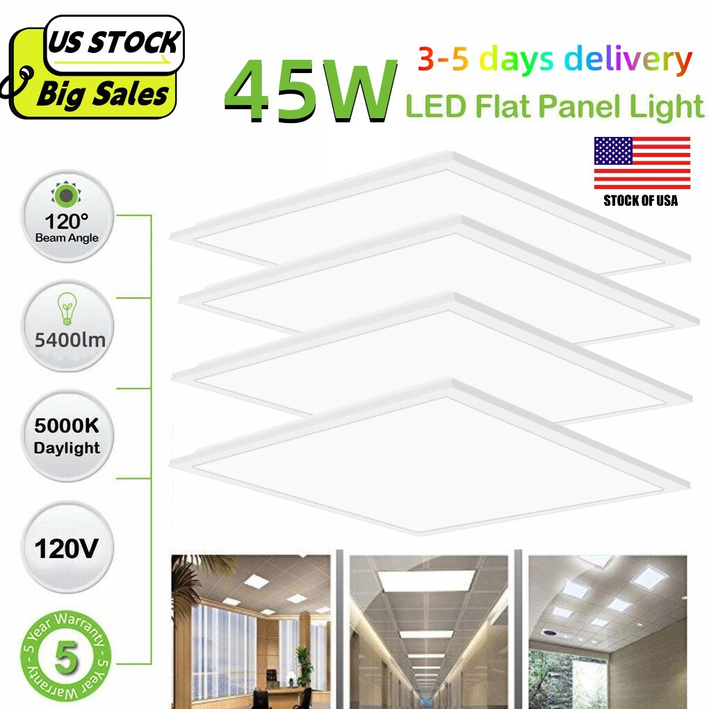 2x2 LED Flat Panel Light,45W 5000K Recessed Edge-Lit Drop Ceiling ...