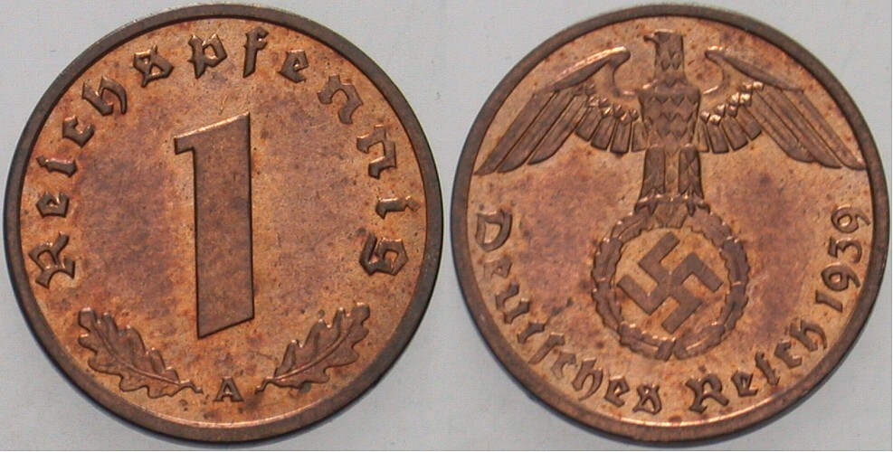 Third Reich Hitler Era 1 Reichspfennig Bronze Coin Genuine Original | eBay