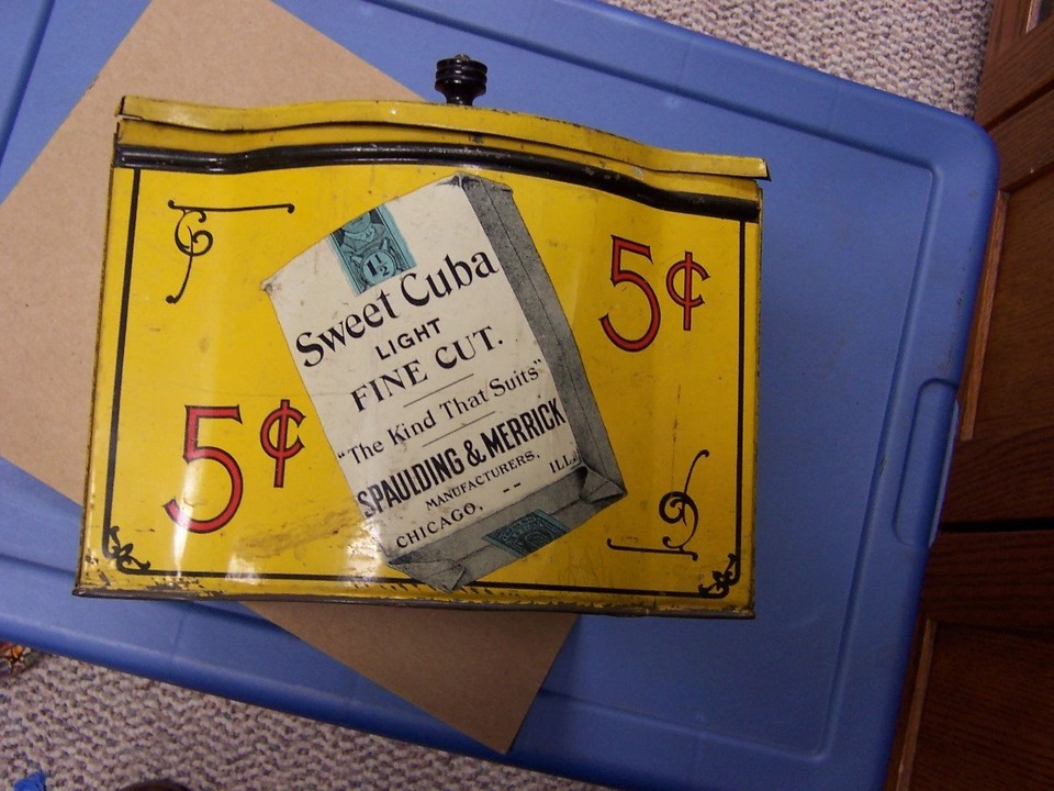 Vintage Yellow Sweet Cuba Fine Cut Tobacco 48 Package Tin Display 8 x8 ...