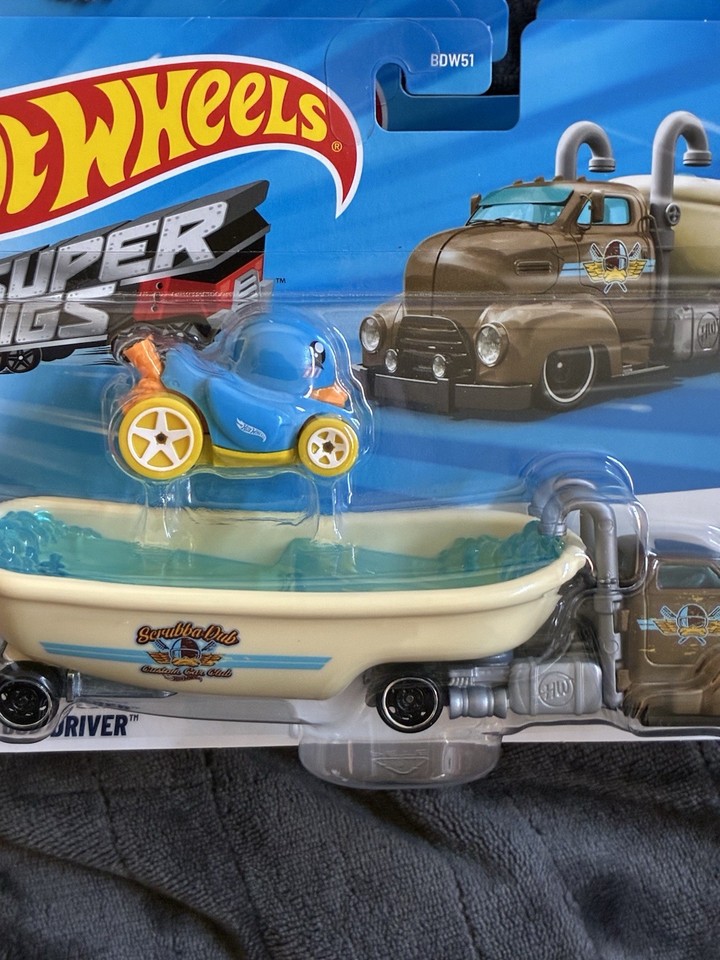 Hot Wheels Set Super Rigs Pairing Scrubba Dub Driver - Rubber Duck And ...