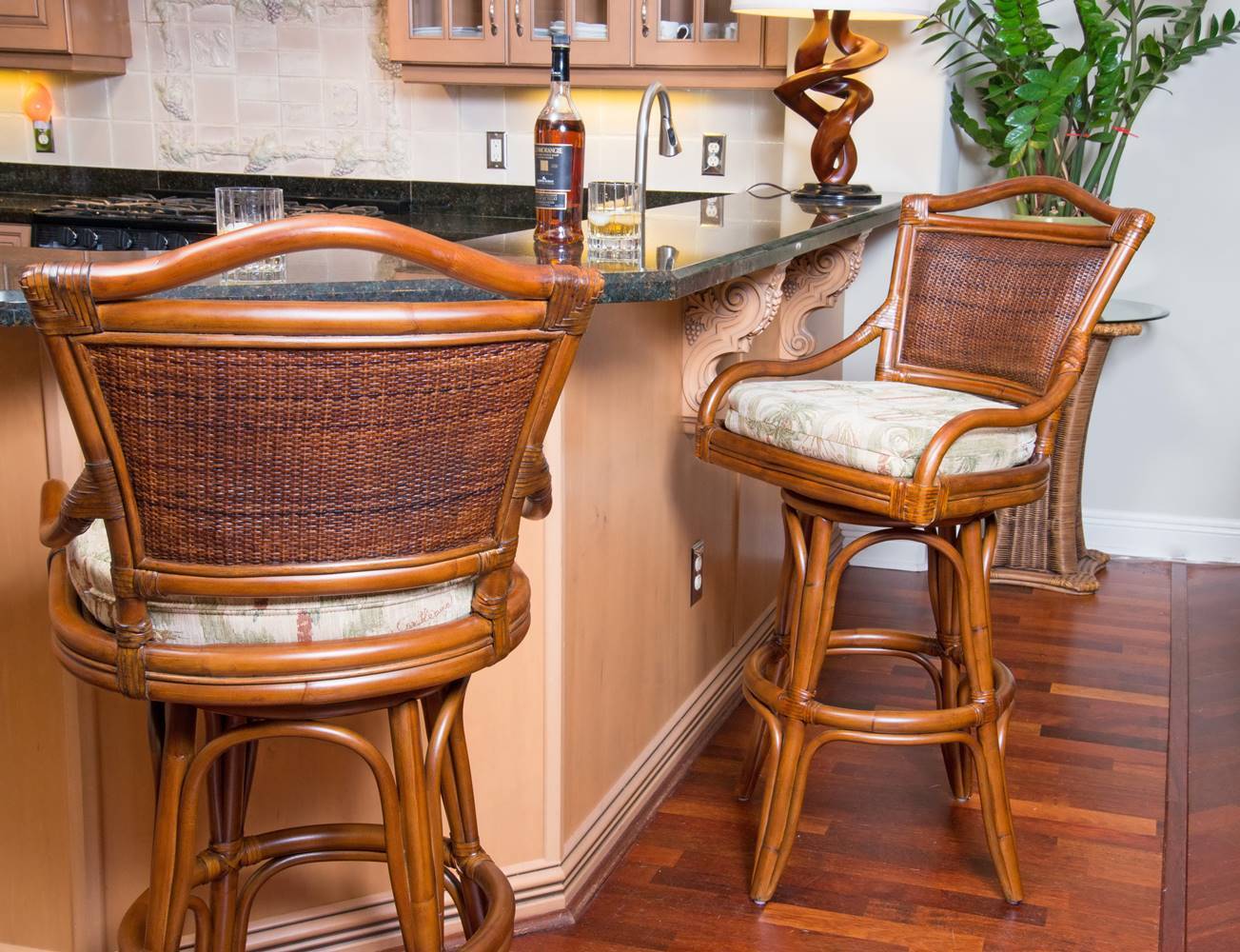 Serengeti Rattan Wicker Set of 2 Barstools from American Rattan | eBay