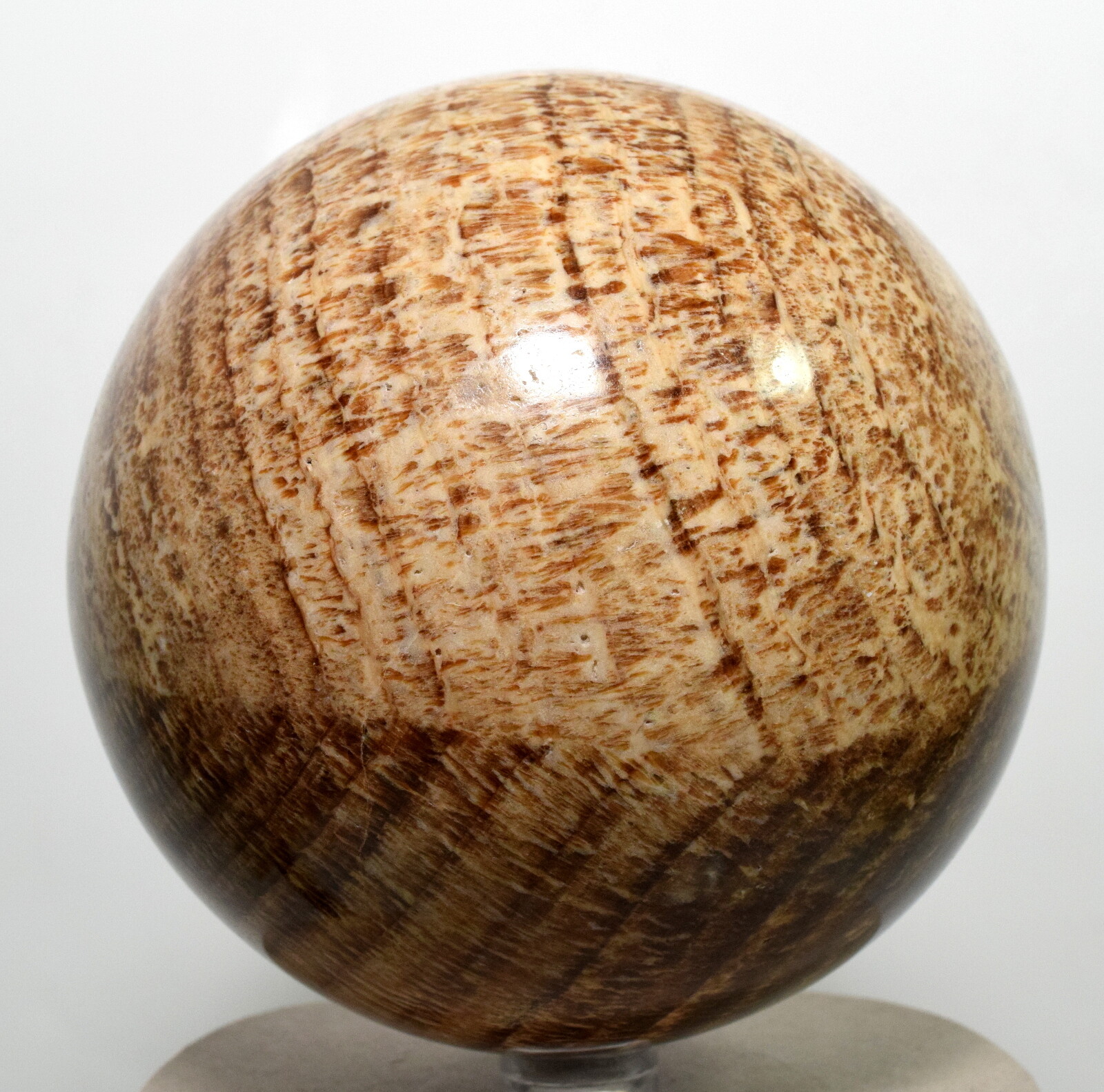 3.7" Brown Banded Aragonite Sphere Polished Large Gemstone Crystal Ball ...