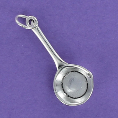 Frying Pan Charm Sterling Silver 925 for Bracelet Camping Skillet Long ...