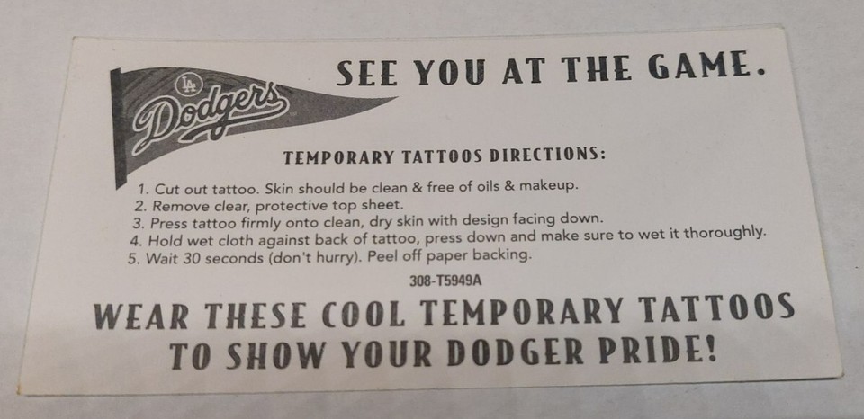Los Angeles Dodgers Think Blue Temporary Tattoo 308-T5949A from Dodger ...