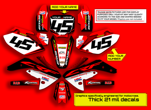 2004-2017 CRF 250X GRAPHICS 250 X FACTORY: RED / BLACK DIRT BIKE DECALS ...