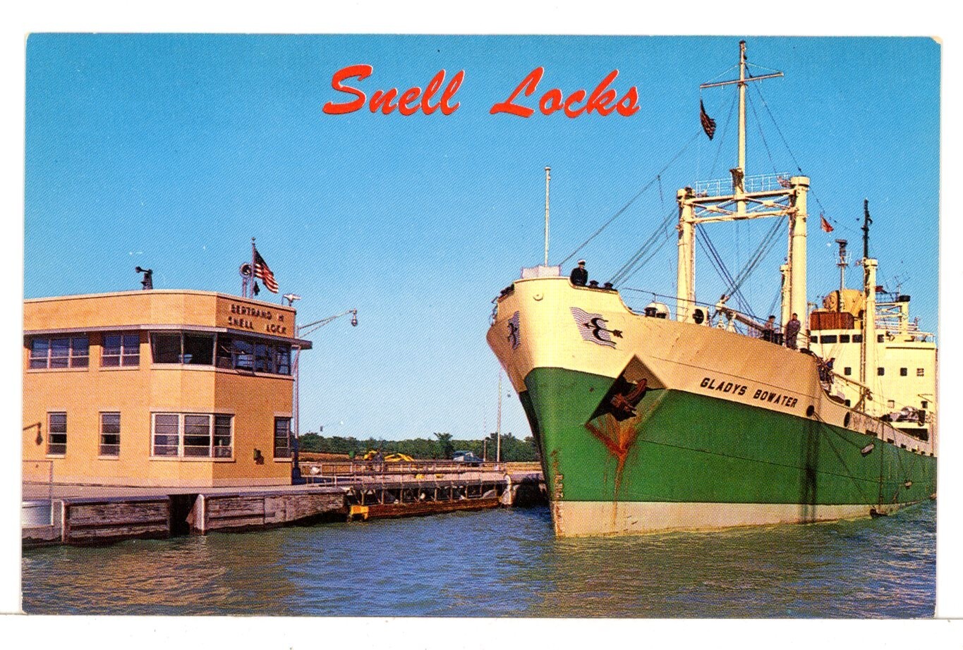 Freighter GLADYS BOWATER in Snell Lock 1950's Massena NY Ships Postcard ...