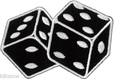Dice (Black) Embroidered Patch 9cm x 6cm (3 1/2" x 2 1/2") | eBay UK
