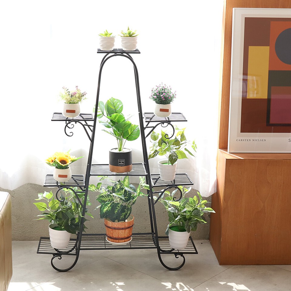 UNHO Multilayer Metal Plant Stand 9 Tiered Shelf Unit Garden Patio ...