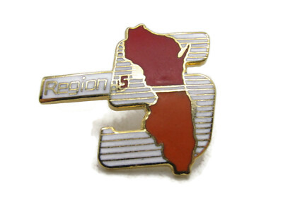 Region 5 Pin Michigan & Illinois States Red Orange White & Gold Tone | eBay