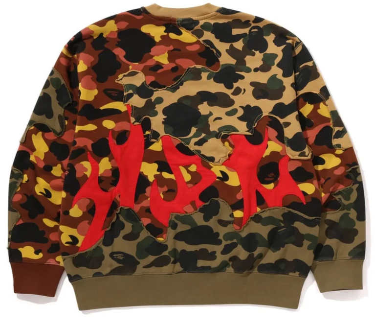 A Bathing Ape BAPE " 1st Camo Upcycled Relaxed Fit Crewneck Sweatshirt ...