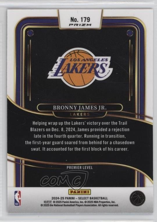 2024 Panini Select Premier Level Red Cracked Ice Prizm Bronny James Jr ...