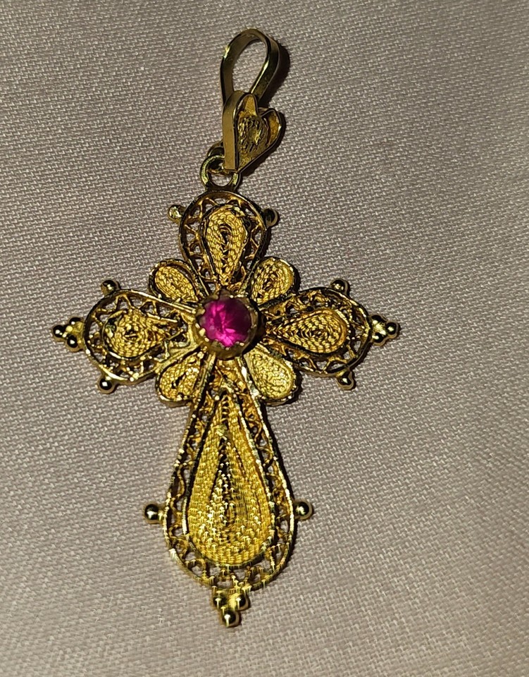 Orthodox Byzantine 18K Gold Cypriot Hand Made Filigree Cross Pendant ...