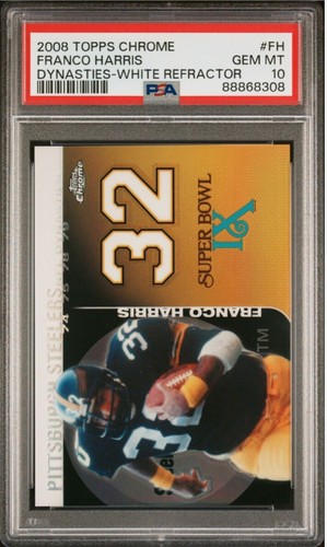 2008 Topps Chrome Franco Harris Dynasties White Refractor /100 Card Psa ...